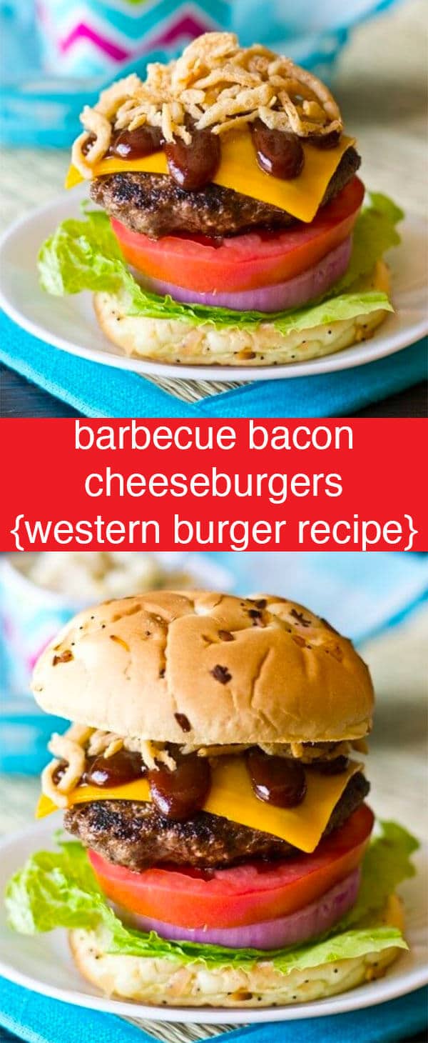 Barbecue Bacon Cheeseburgers {Easy Unique Burger Recipe with Bacon}