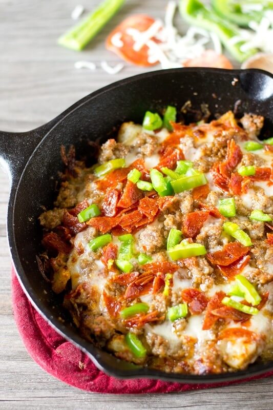 Skillet Pizza Potatoes - Tastes of Lizzy T's