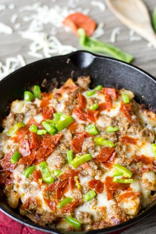 Skillet Pizza Potatoes - Tastes of Lizzy T's