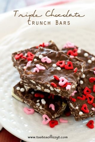 Triple Chocolate Crunch Bars {Homemade Candy Recipe w/ Crisped Rice}
