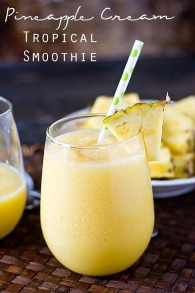 Pineapple Cream Tropical Smoothie {Easy Vegan Summer Drink Recipe}