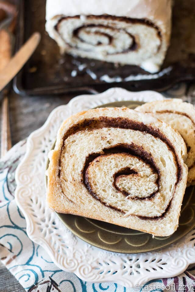 Cinnamon Swirl Bread Recipe {Frosted Sweet Bread} | Tastes of Lizzy T