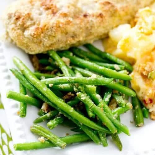 Italian Green Beans Recipe with Parmesan Cheese and Bread Crumbs