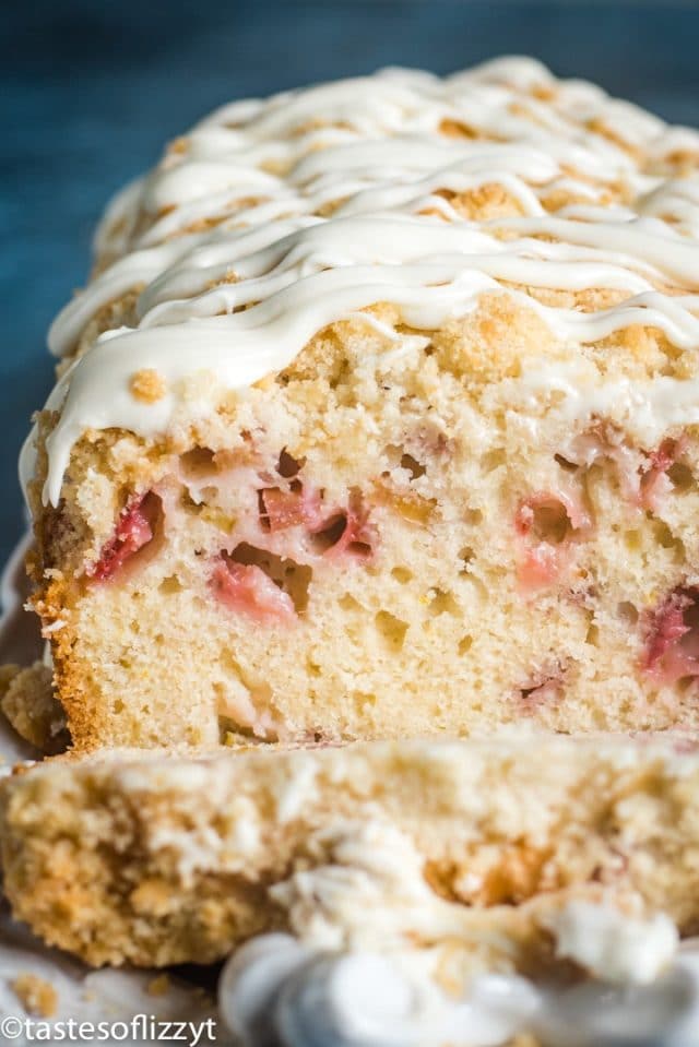 Strawberry Rhubarb Bread Recipe {Quick Bread with Streusel and Glaze}