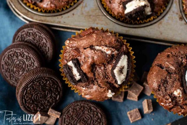 Oreo Double Chocolate Chip Muffins Recipe | Tastes of Lizzy T