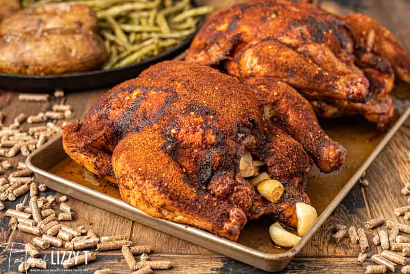 Smoked Whole Chicken Dinner with Potatoes & Beans | Tastes of Lizzy T