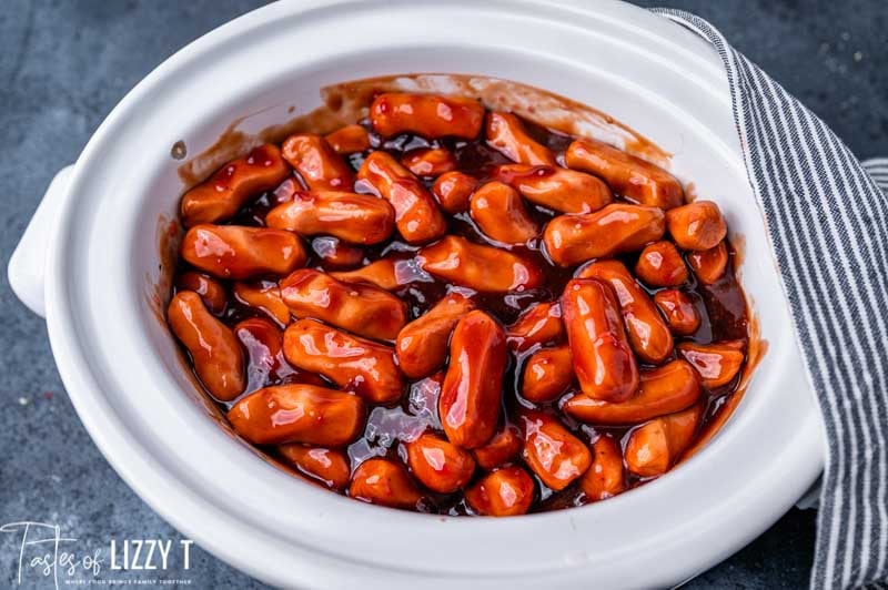 Easy BBQ Lil Smokies in the Crockpot | Tastes of Lizzy T