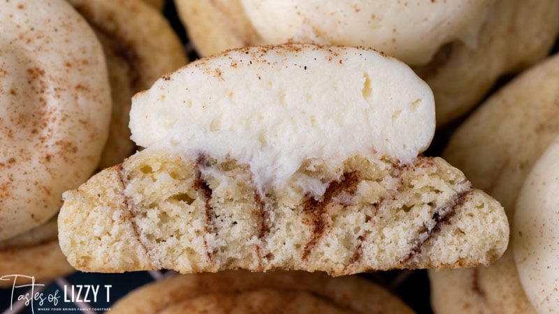 Soft Cinnamon Roll Cookies with Frosting | Tastes of Lizzy T