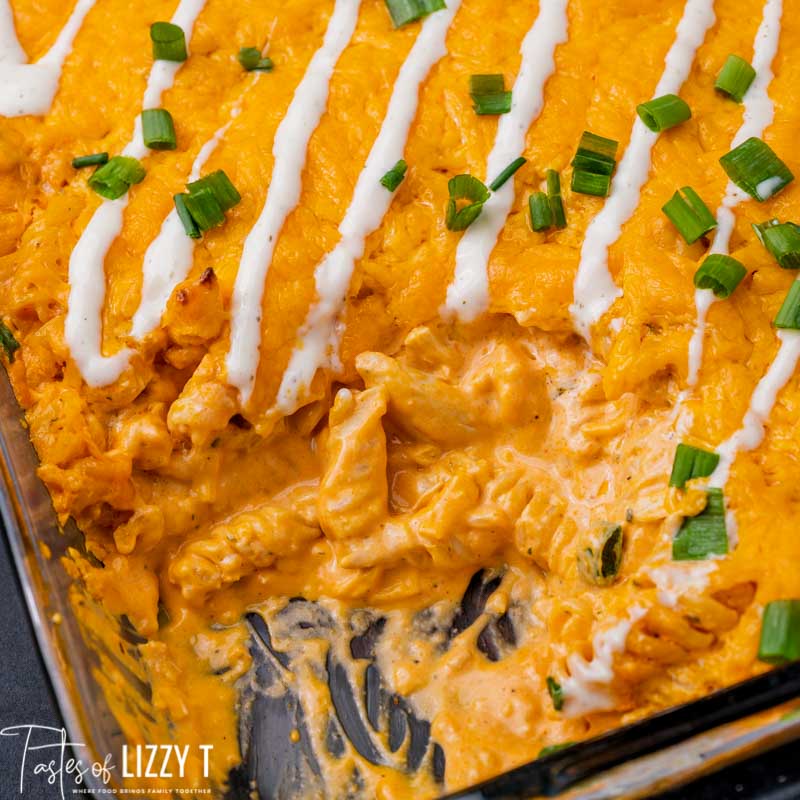 Buffalo Chicken Casserole with Pasta | Tastes of Lizzy T