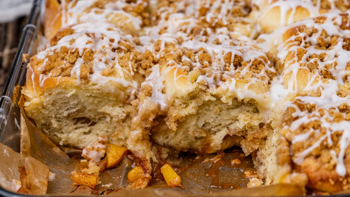 Peach Cinnamon Rolls - Tastes of Lizzy T