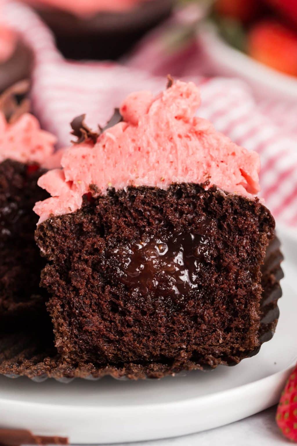 Chocolate Strawberry Cupcakes with Filling | Tastes of Lizzy T