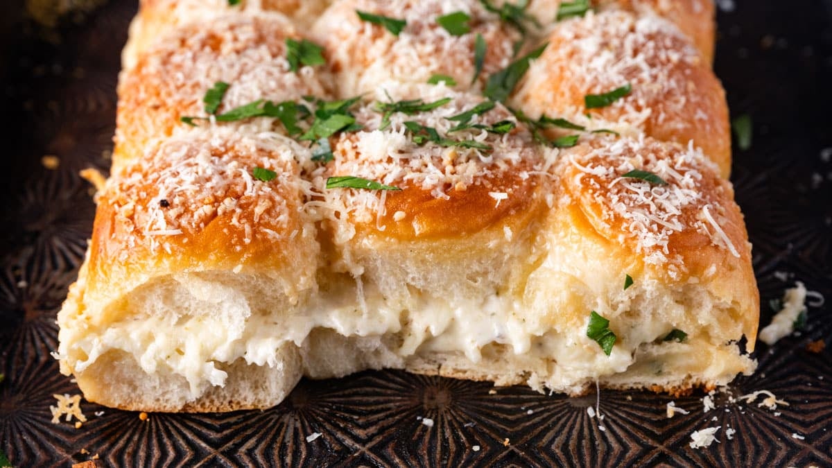 Hawaiian Roll Garlic Bread with Mozzarella and Parmesan