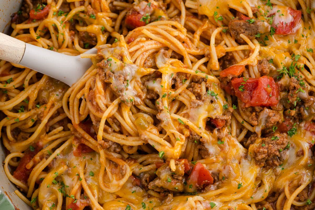 Taco Spaghetti in One Pot with Fire Roasted Tomatoes